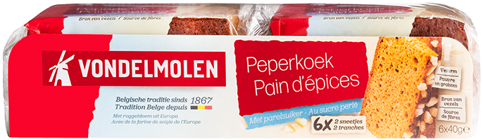 Peperkoek met parelsuiker 6 x 40 g - Vondelmolen
